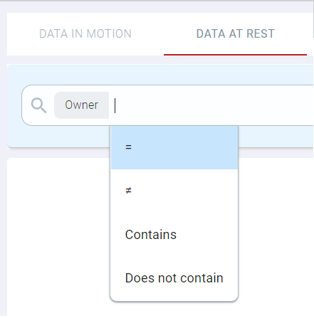 Reviewing Data at Rest tab in Data Security dashboard